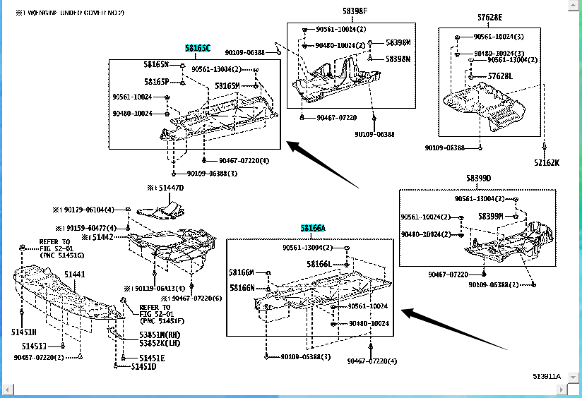 Toyota Camry AVALON Cover Front Floor 58166-07020 58165-07020 58166-06 ...