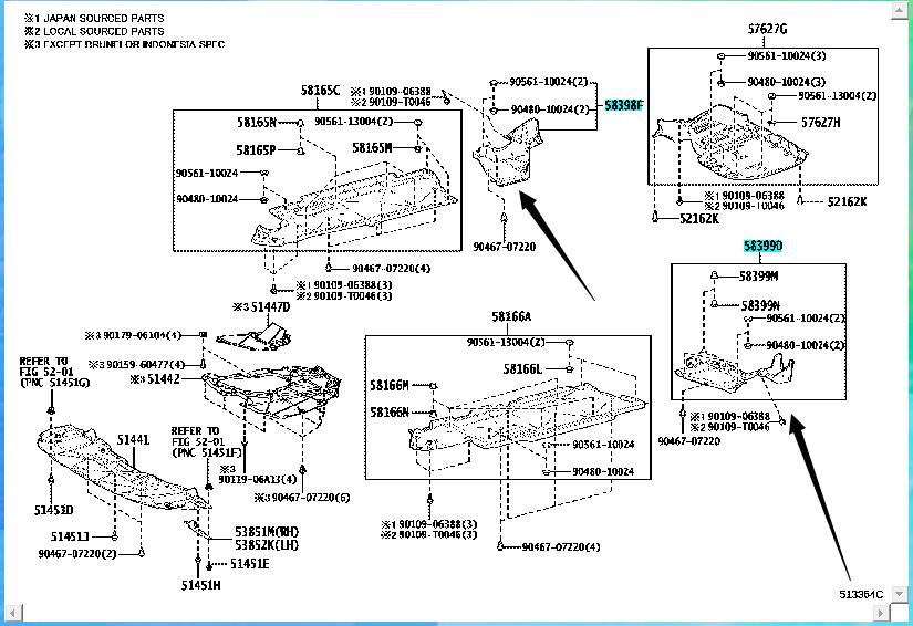 Toyota Camry AVALON Floor Pan Splash Shield 58398-06160 58399-06160 58 ...