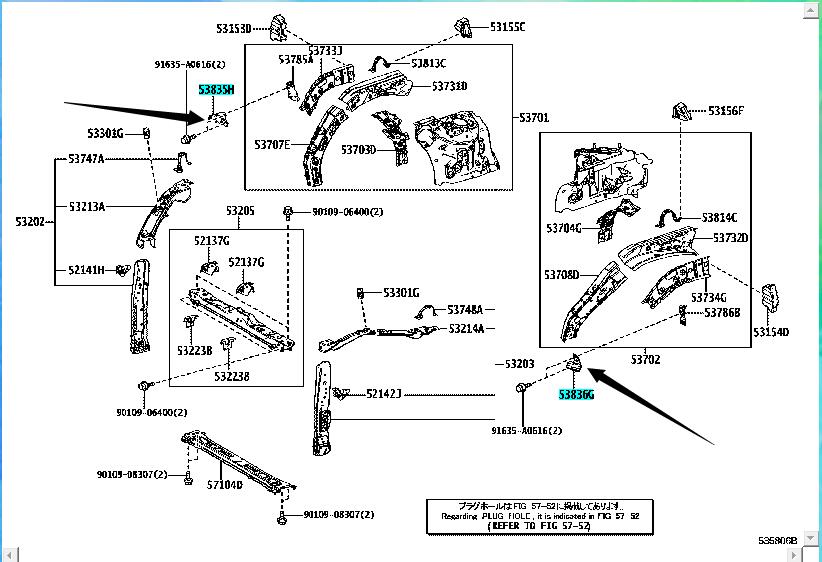 Toyota RAV4 Brace, Fr Fender To 53836-0R040 53835-0R050 53836-42030 53 ...