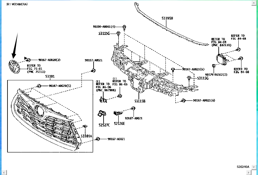 Toyota Highlander Emblem Symbol Radar works 100% 53141-33140 ...